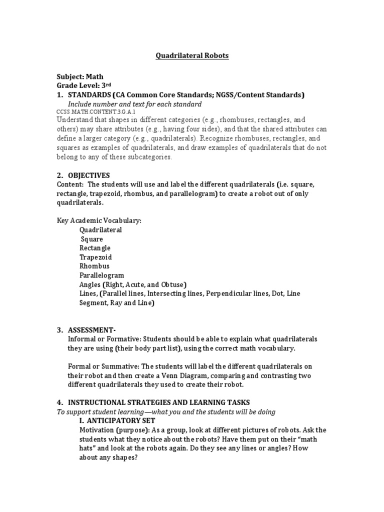 Create a Quadrilateral Robot | PDF | Rectangle | Elementary Geometry