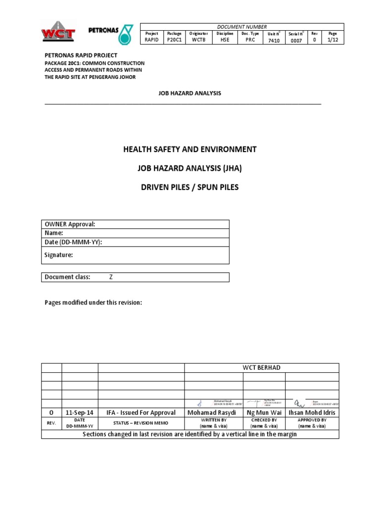 Job Hazard Analysis for Spun Piles | PDF | Welding | Construction
