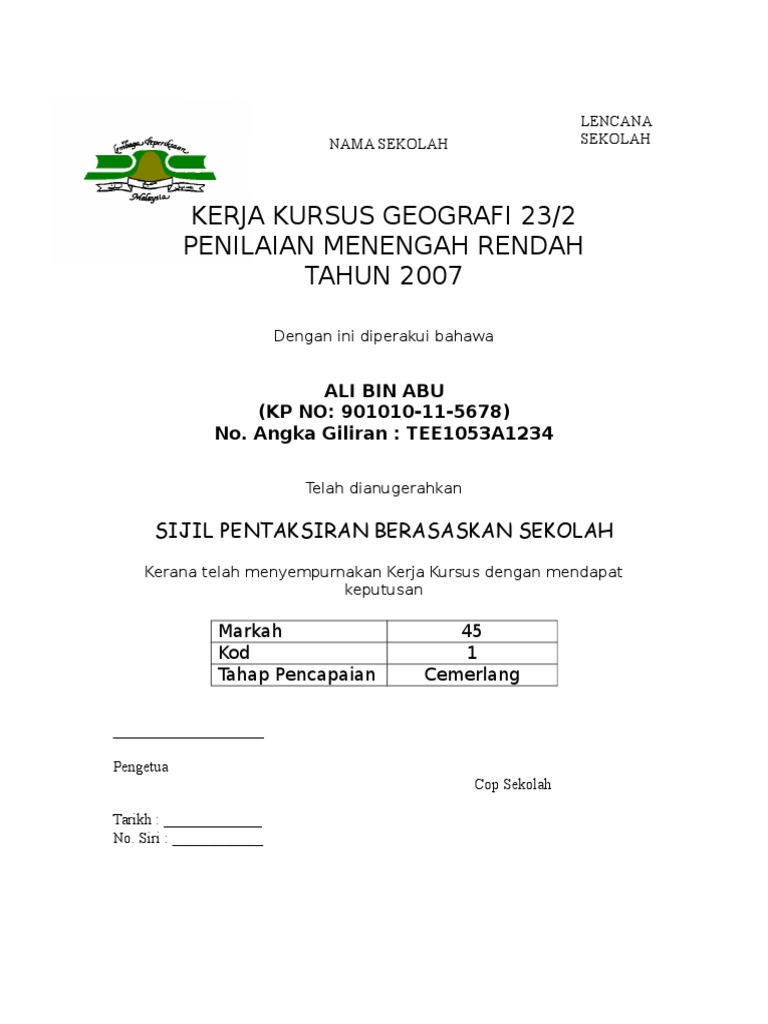 5 Sample Sijil | PDF