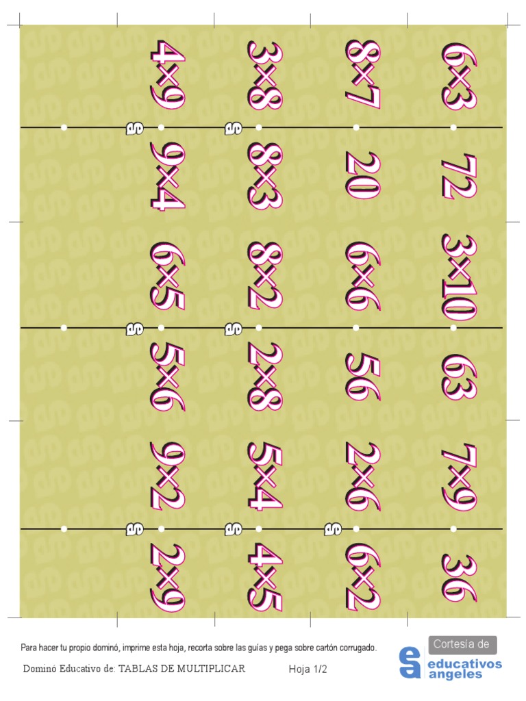 Domino Tablas Multiplicar | PDF