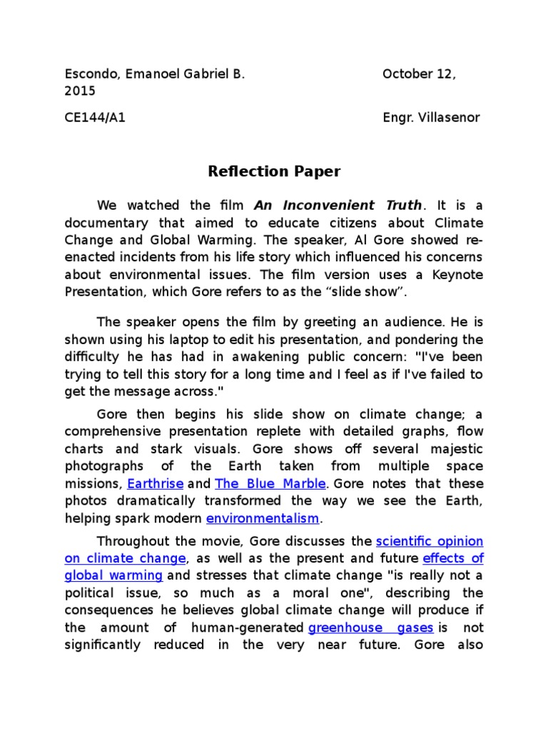 Reflection Paper | Download Free PDF | Environmental Issues | Physical ...