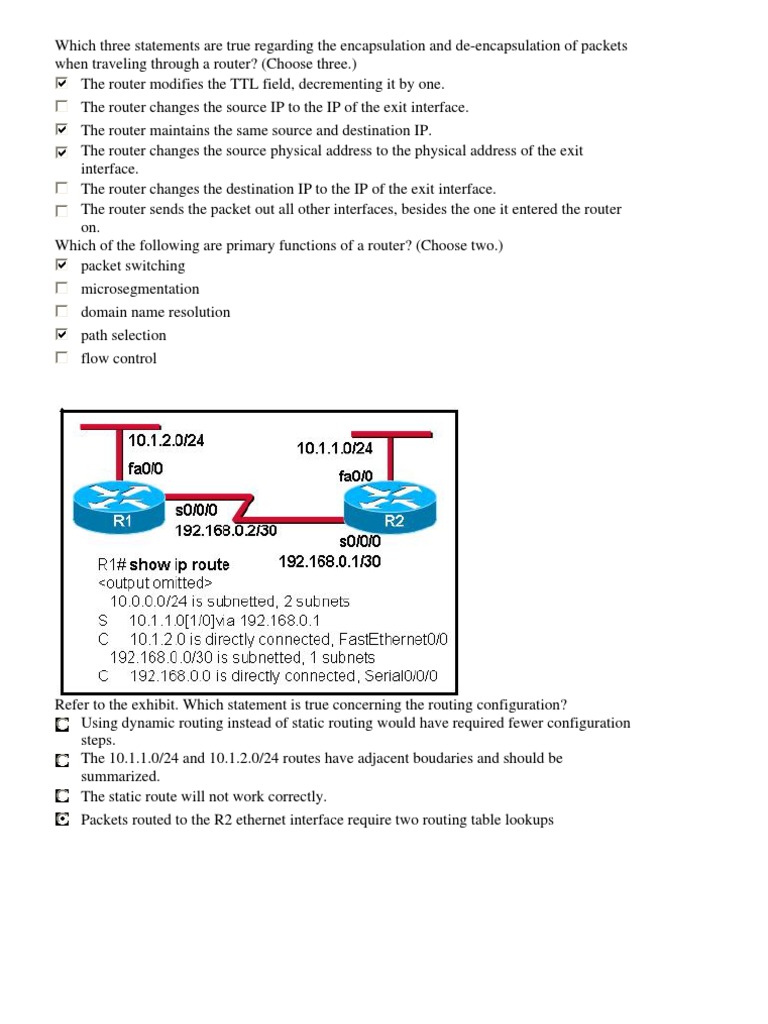 Final Exam CCNA2 - Answer | Download Free PDF | Routing | Router (Computing)