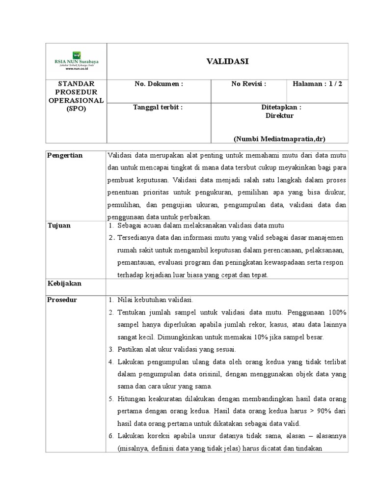 Spo Validasi Data | PDF