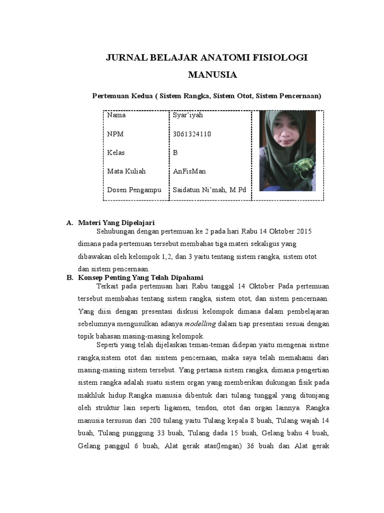 Jurnal Belajar Anatomi Fisiologi Manusia | PDF | Kesehatan Holistik