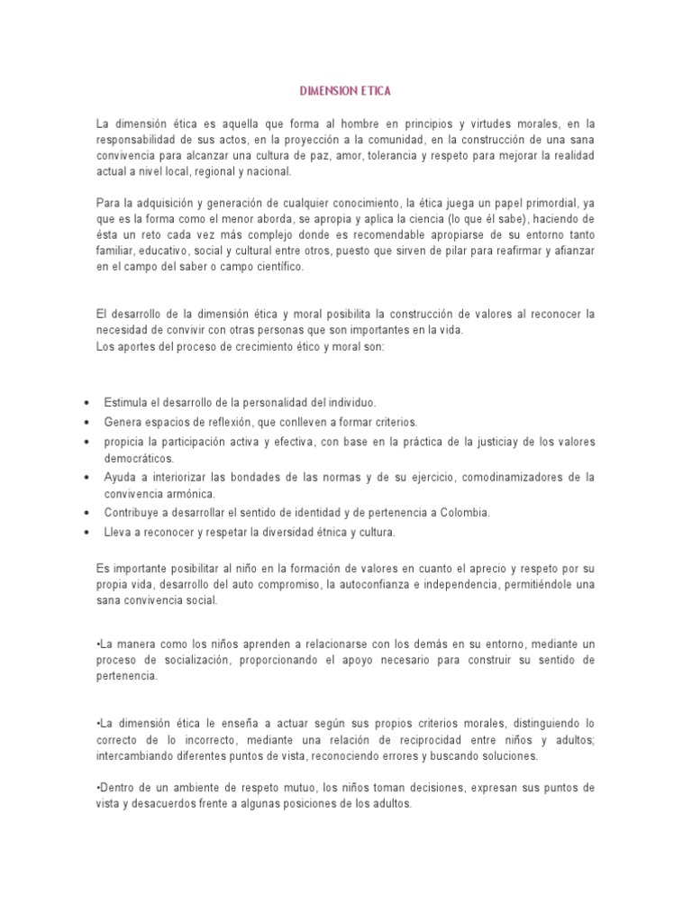 Dimension Etica | Descargar gratis PDF | Moralidad | Conceptos psicologicos