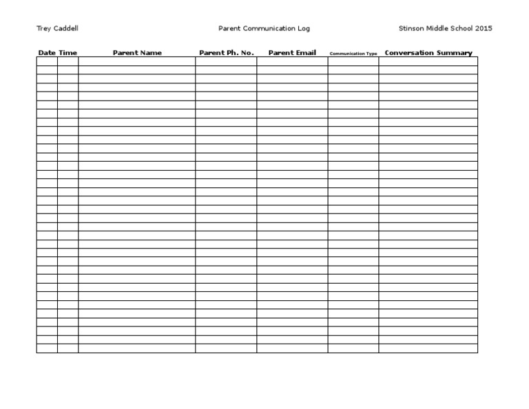 Parent Communication Log Sheet1 | PDF