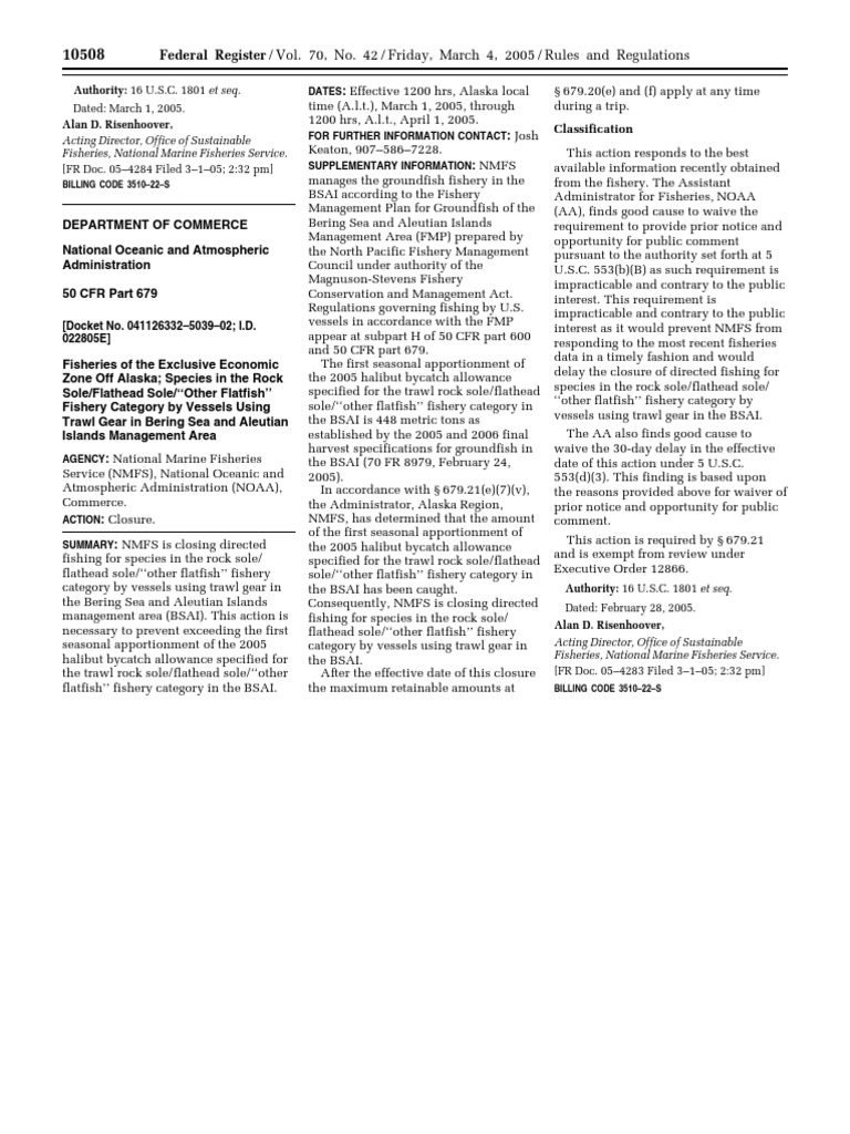 Rule: Fishery Conservation and Management: Alaska Fisheries of ...