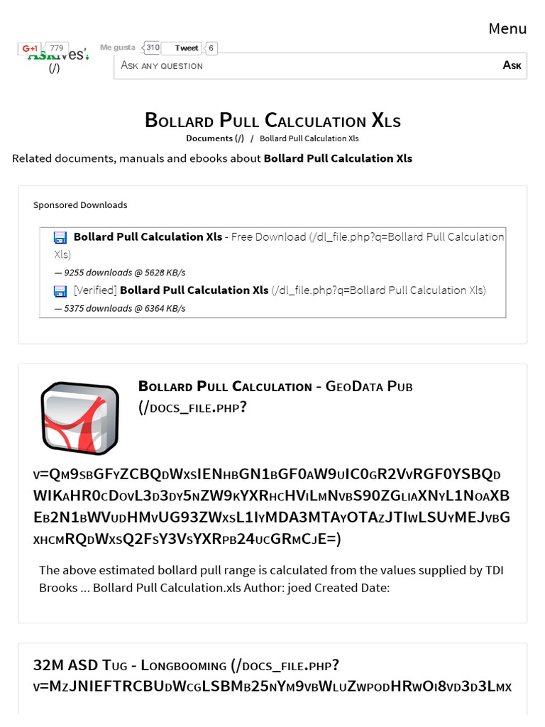 Bollard Pull Calculation | PDF | Business