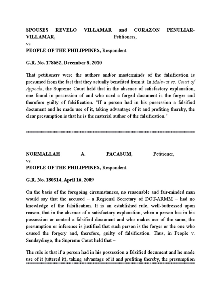 Possession of Falsified Document | Forgery | Falsifiability