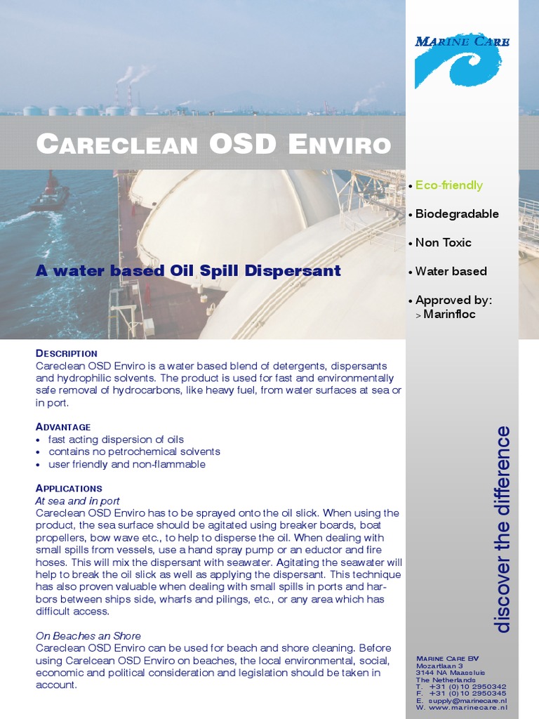 Pds Careclean Osd Enviro | PDF | Oil Spill | Petroleum