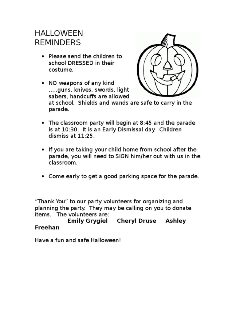 Halloween Reminders | PDF