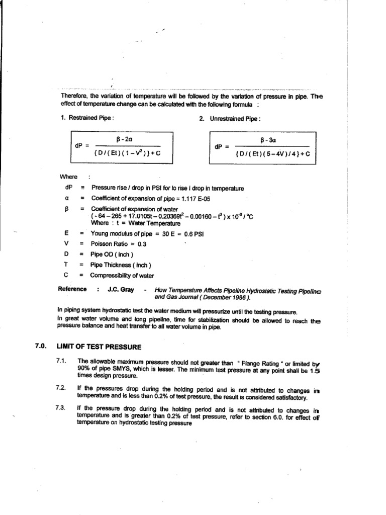 Pressure Drop in Hydrotest When Change of Temperature | PDF | Gases ...