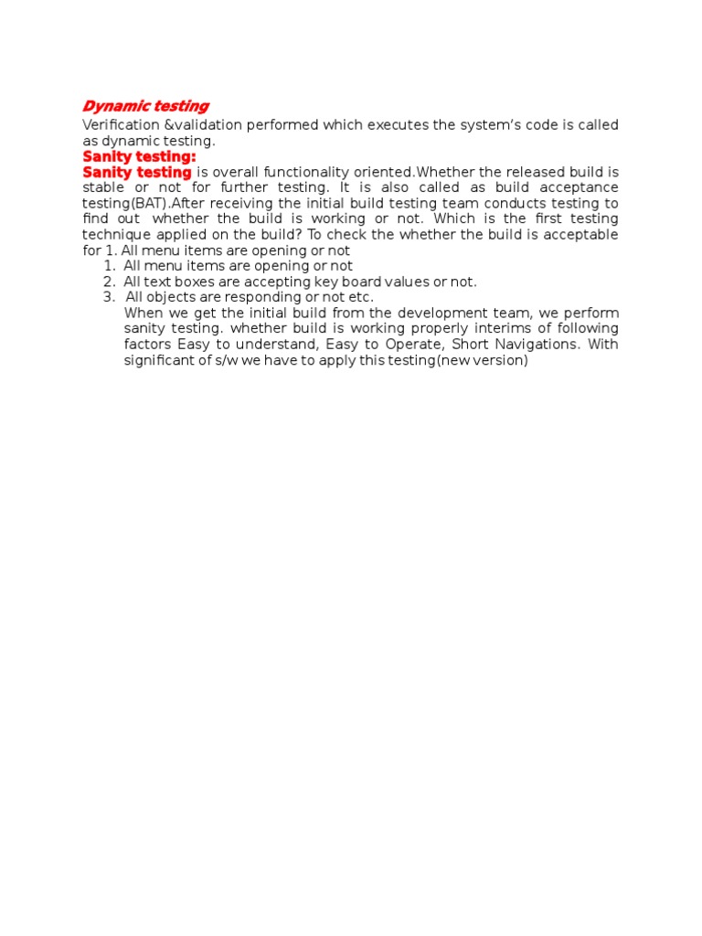 Dynamic Testing | PDF