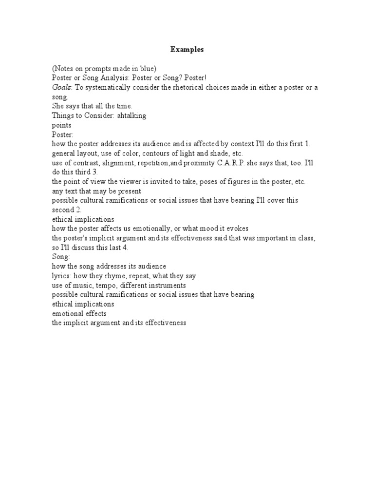 Poster and Song Rhetorical Analysis | PDF