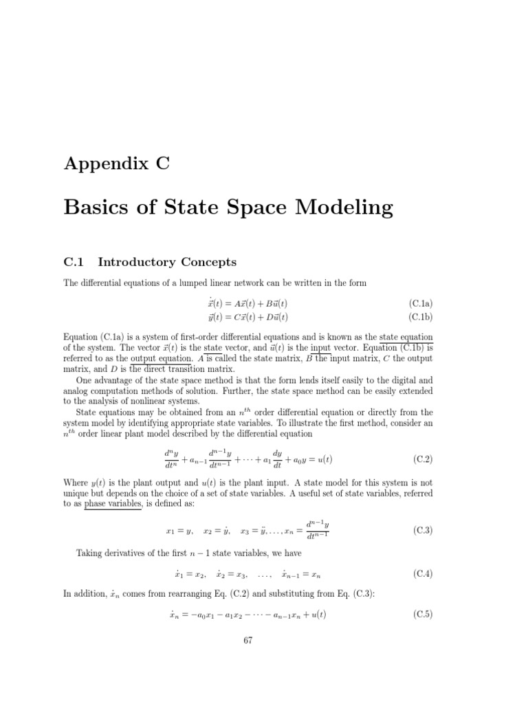 State Space Modelling Pdf Control Theory Numerical Analysis