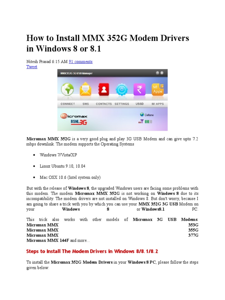 Install Micromax MMX 352G Drivers on Win 8 | PDF | Windows 8 ...