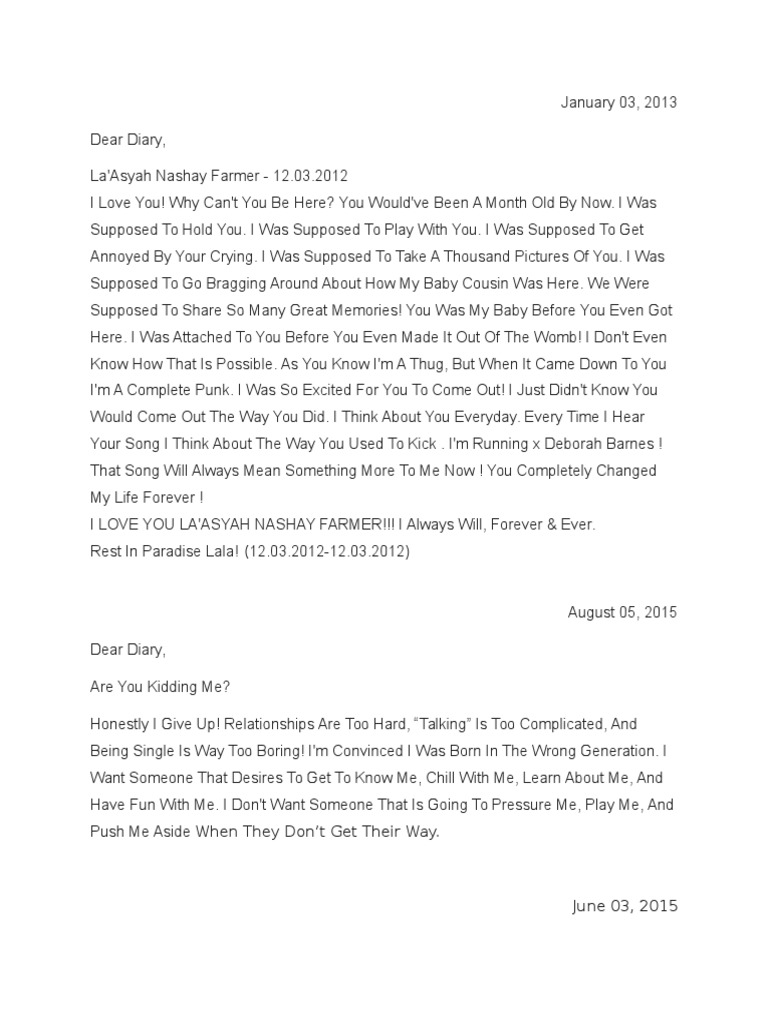 Diary Entry - Final Draft | PDF | Art | Poetry