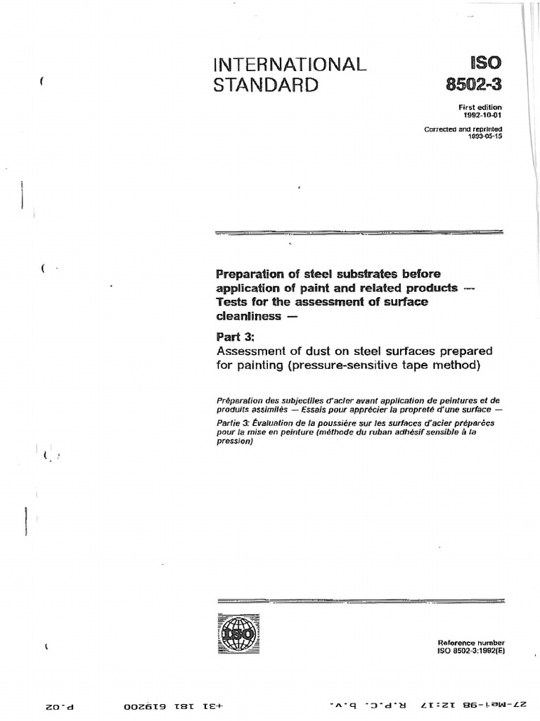 ISO 8502-3 - 1992 Eng Dust-Tape