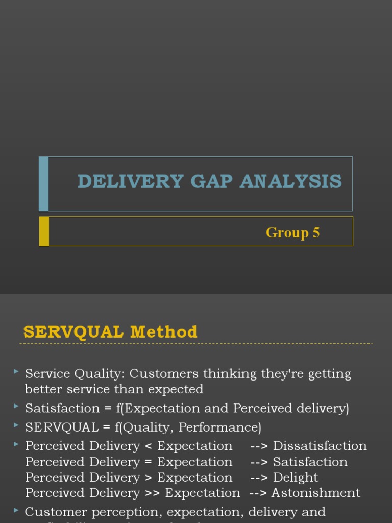 Delivery Gap Analysis: Group 5 | PDF | Economies | Behavioural Sciences
