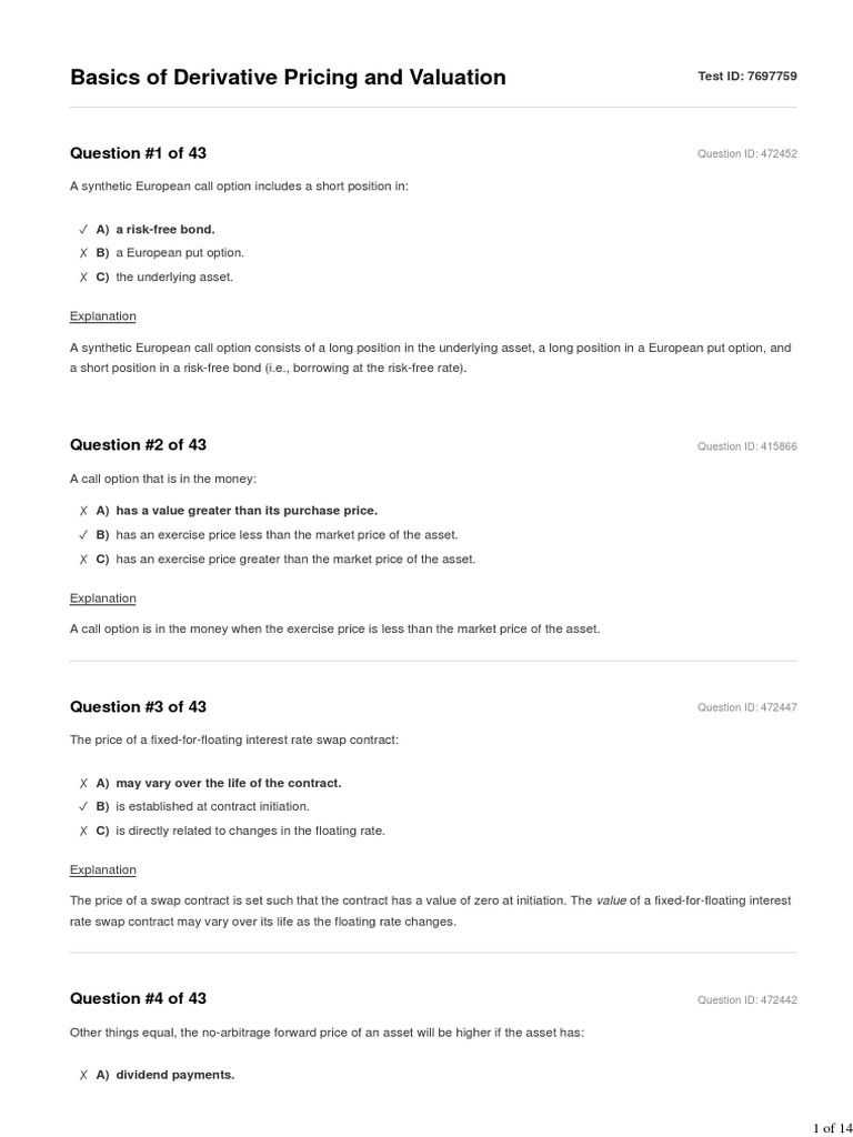 02 Basics of Derivative Pricing and Valuation | PDF | Moneyness ...