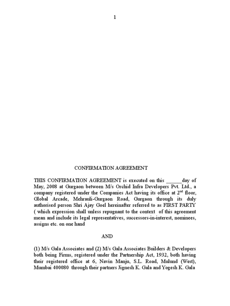 Confirmation Agreement | Mortgage Law | Credit (Finance)