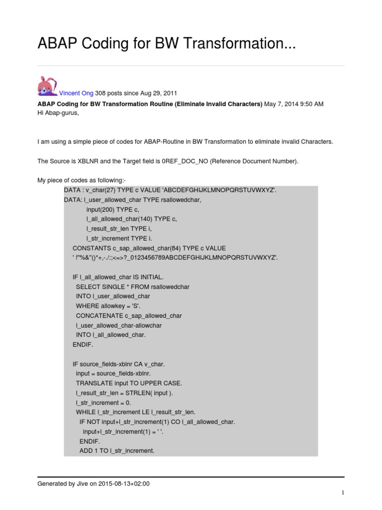 ABAP Coding For BW Transformation... | PDF | Computer Science ...