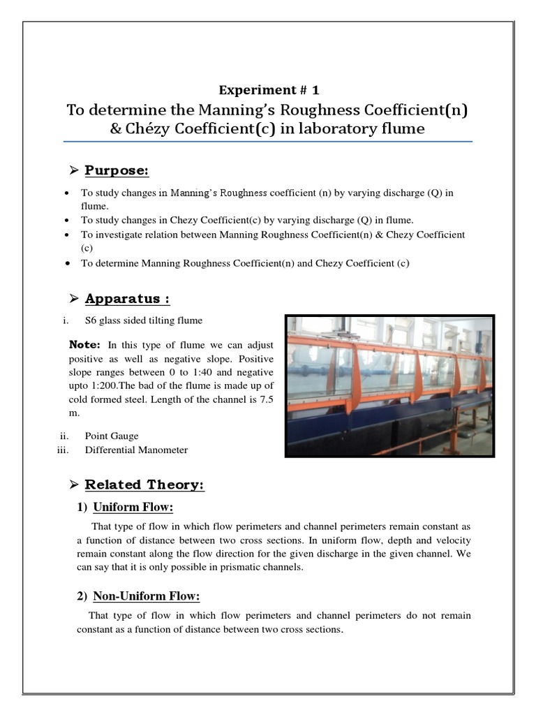 Manning’s Roughness Coefficient(n) | Civil Engineering | Hydraulic ...