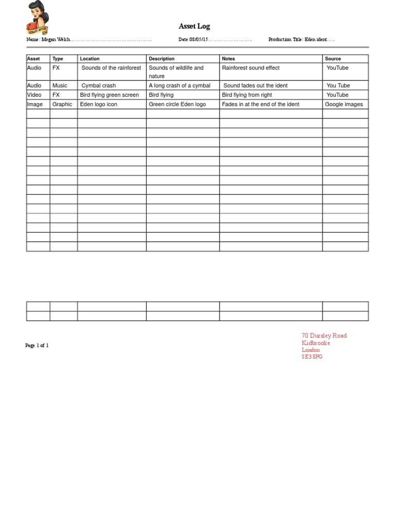 Asset Log Pdf