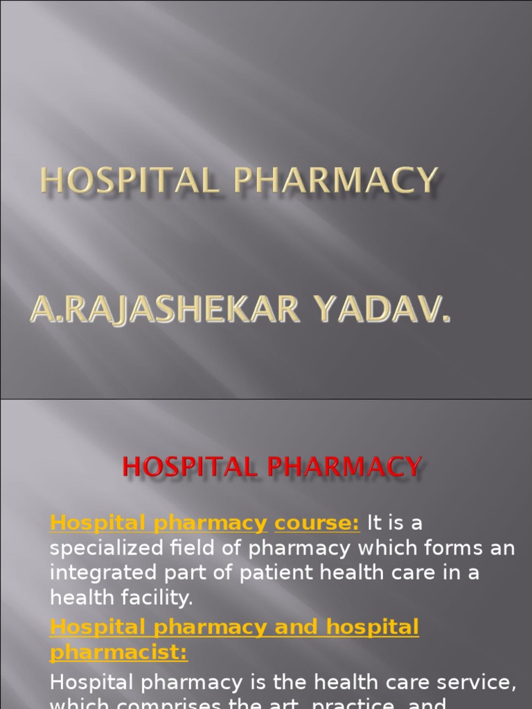 Hospital Pharmacy | PDF