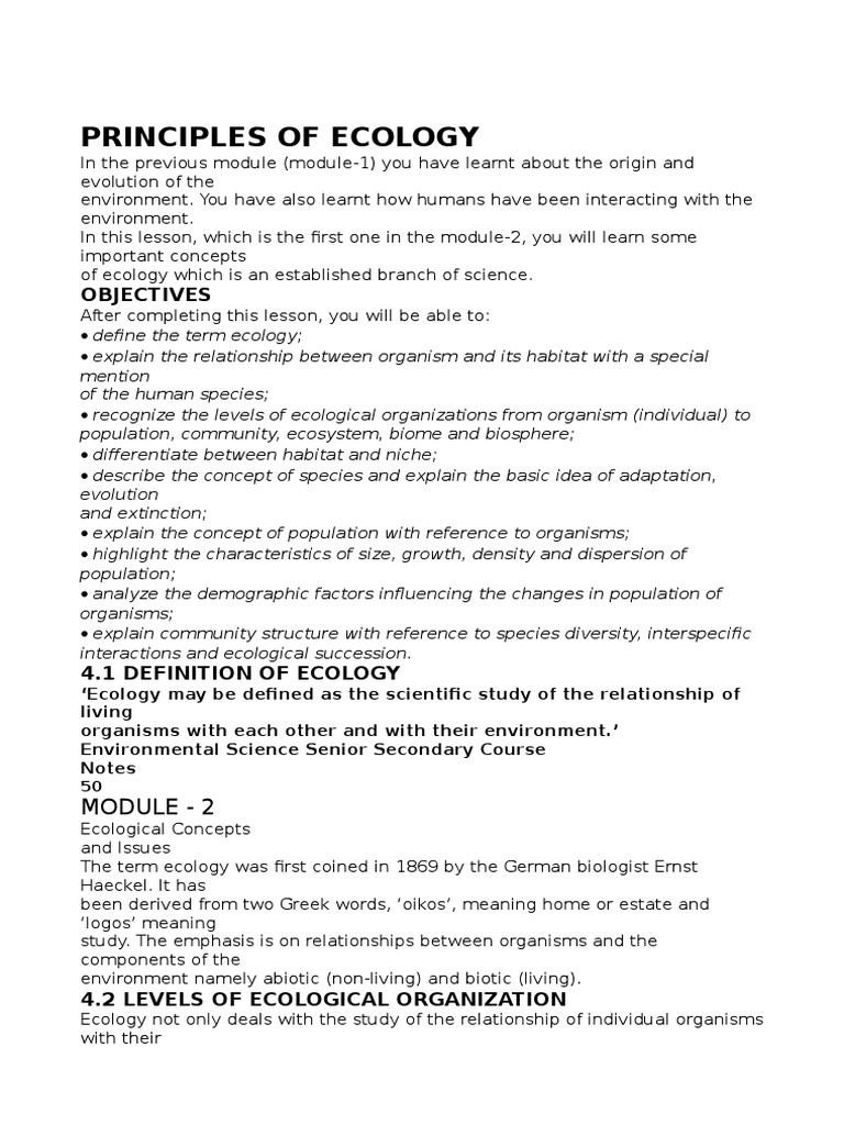 Principles of Ecology | PDF | Ecology | Natural Selection