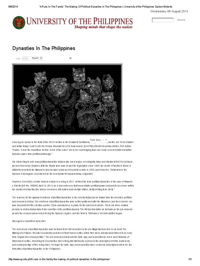 It Runs in The Family' The Making of Political Dynasties in The ...