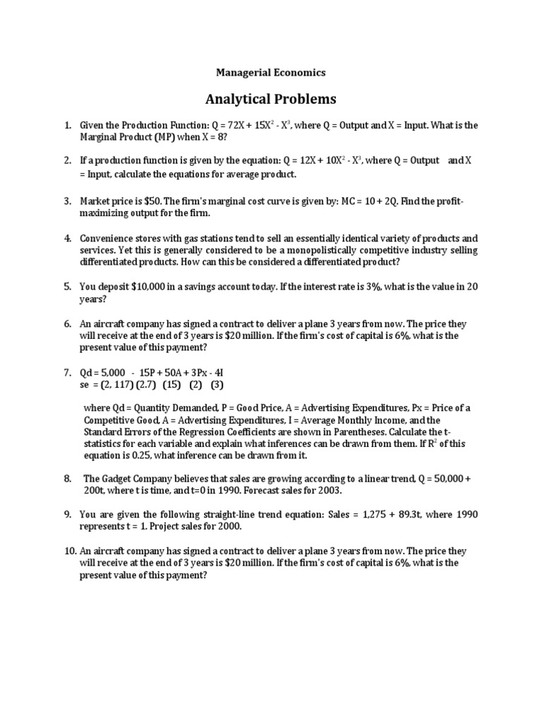 Managerial Economics Final Exam | PDF