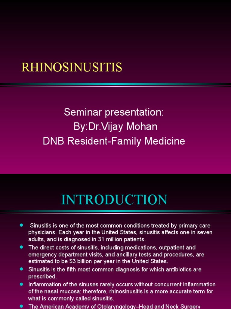 Rhinosinusitis Presentation | Health Sciences | Medical Specialties