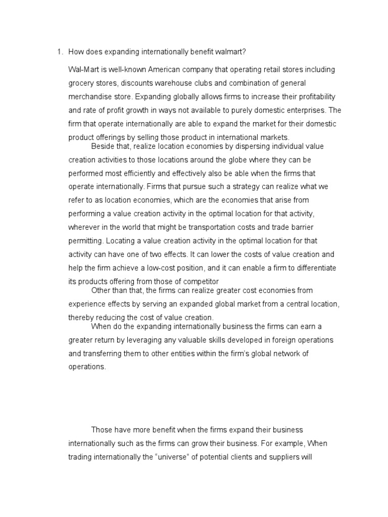 Walmart's Global Expansion Benefits | PDF | Walmart | Financial Risk