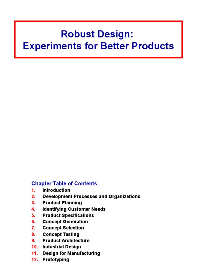 Robust Design Experiments for Better Product Development | PDF | New Product Development ...