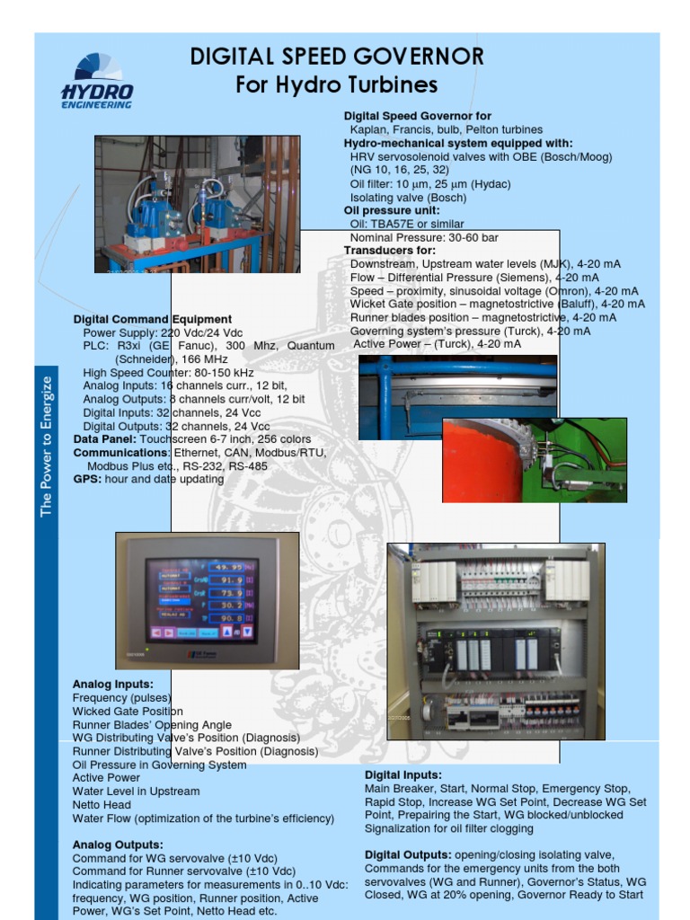 Digital Speed Governor for Hydro Turbines | PDF | Power Supply | Analog ...