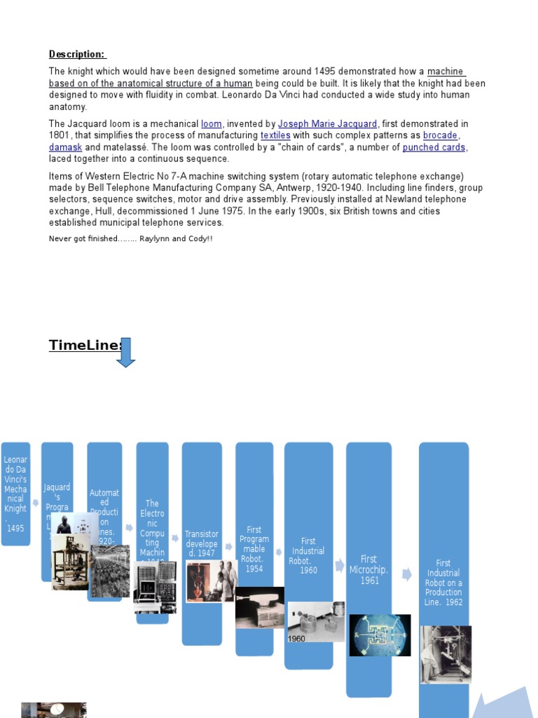 Robotics Timeline Raylynn | PDF