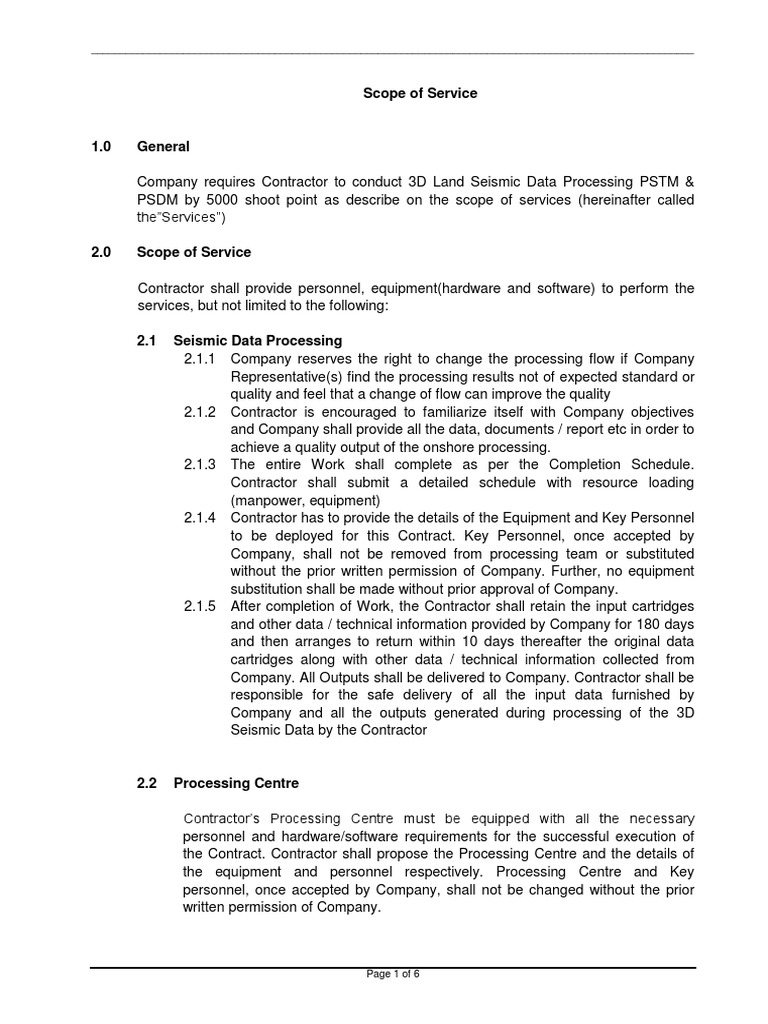 SOW 3D Land Seismic Data Processing PSTM PSDM | PDF | Reflection Seismology | Dvd