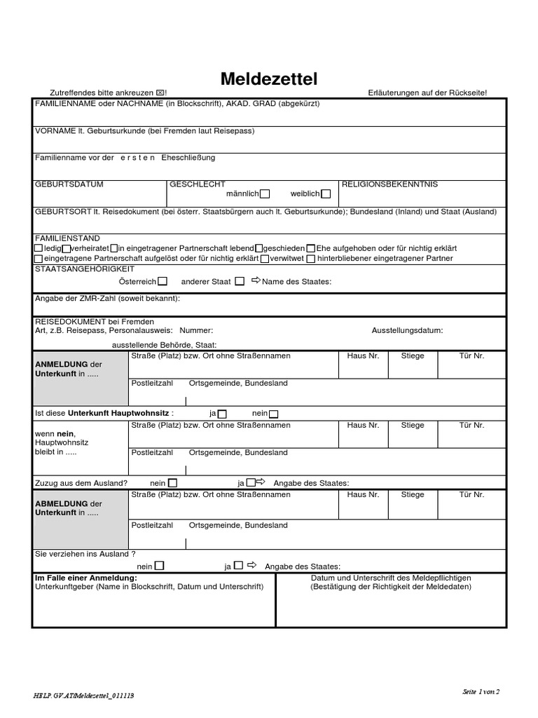 Melde Zettel | PDF