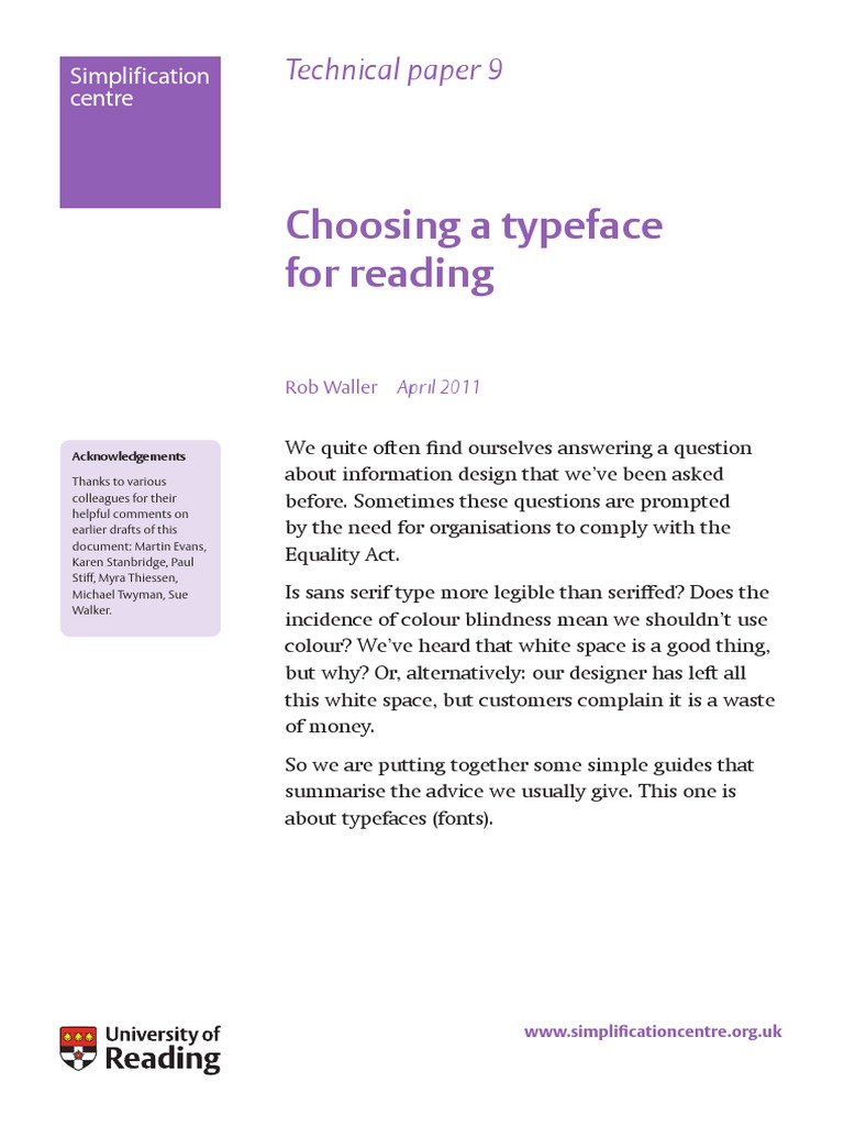 Typeface For Reading | PDF | Typefaces | Serif