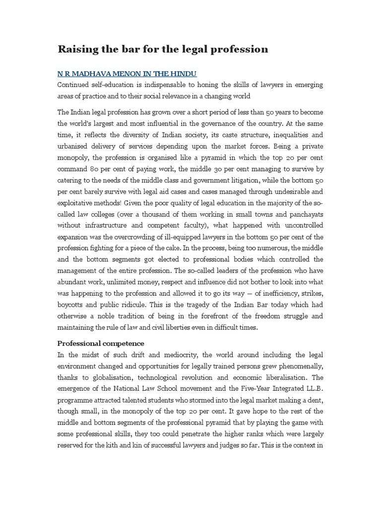Raising The Bar For The Legal | PDF | Legal Education | Lawyer