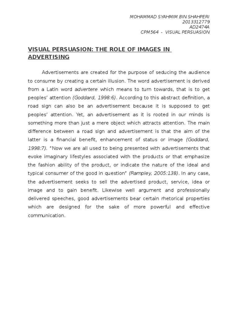 Visual Persuasion: The Role of Images in Advertising | PDF | Persuasion ...