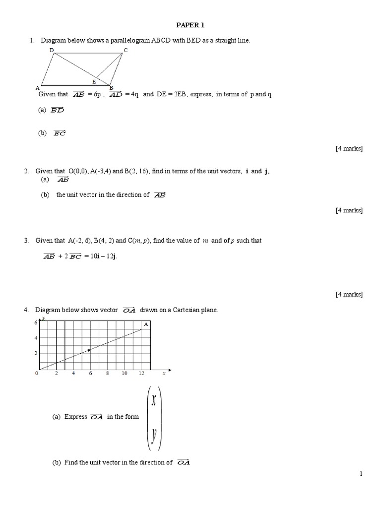 Vectors Exercises - Print | PDF | Line (Geometry) | Euclidean Vector