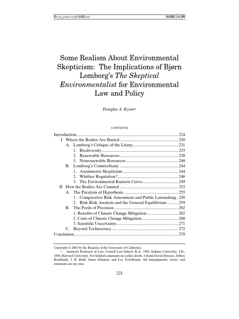 The Skeptical ENVIRONMENTALIST PDF | PDF | Ecosystem Services ...