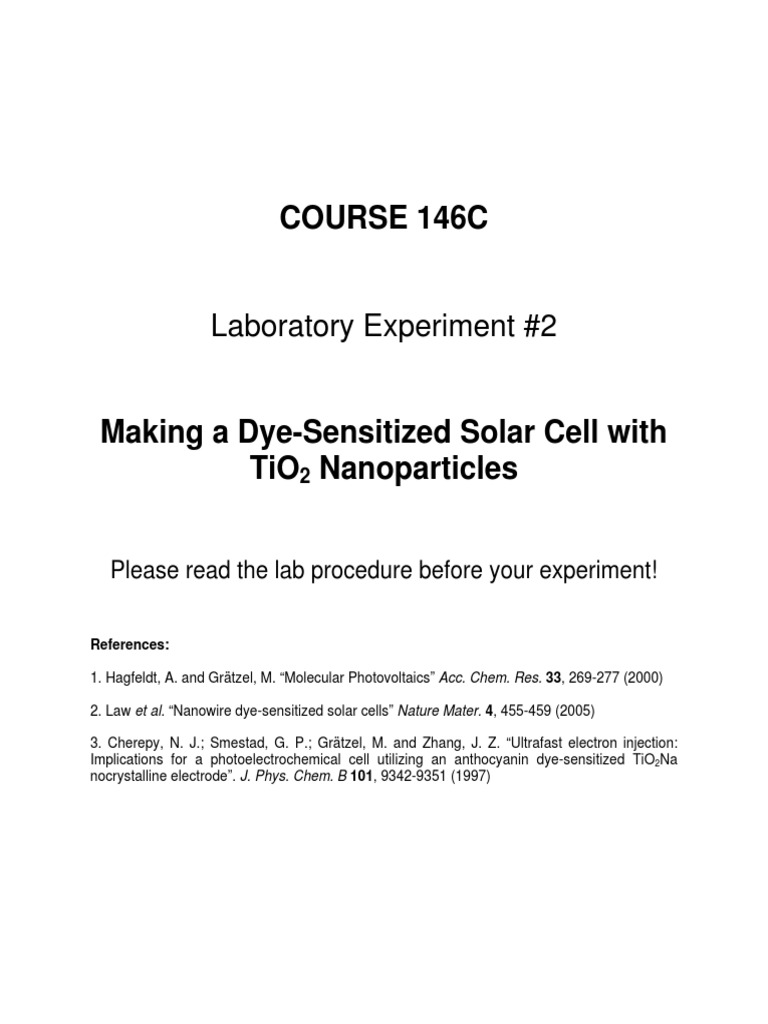 Making A Dye-Sensitized Solar Cell With TiO2 Nanoparticles PDF | PDF ...