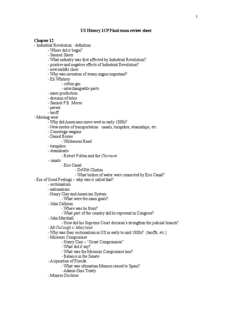 US1CP Final Exam Review Sheet3 | PDF | American Civil War ...