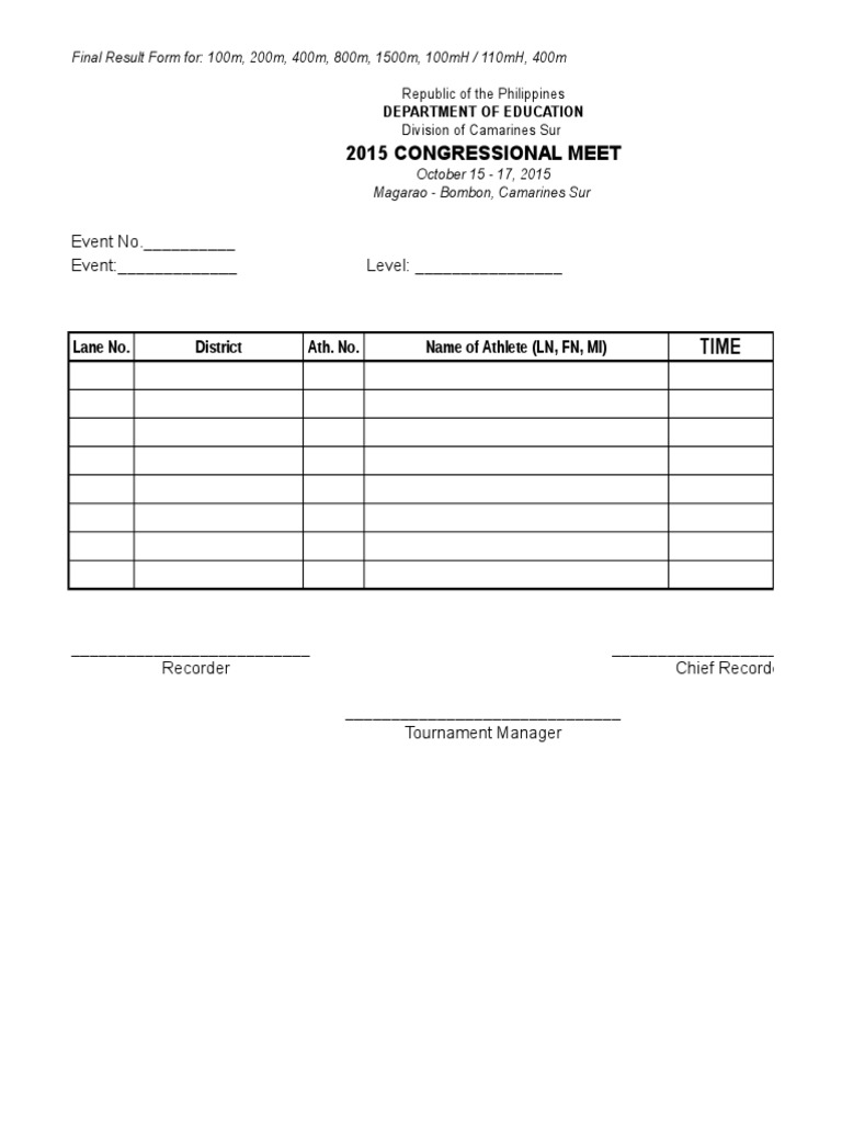 Forms For Athletics | PDF | Track And Field | Athletics