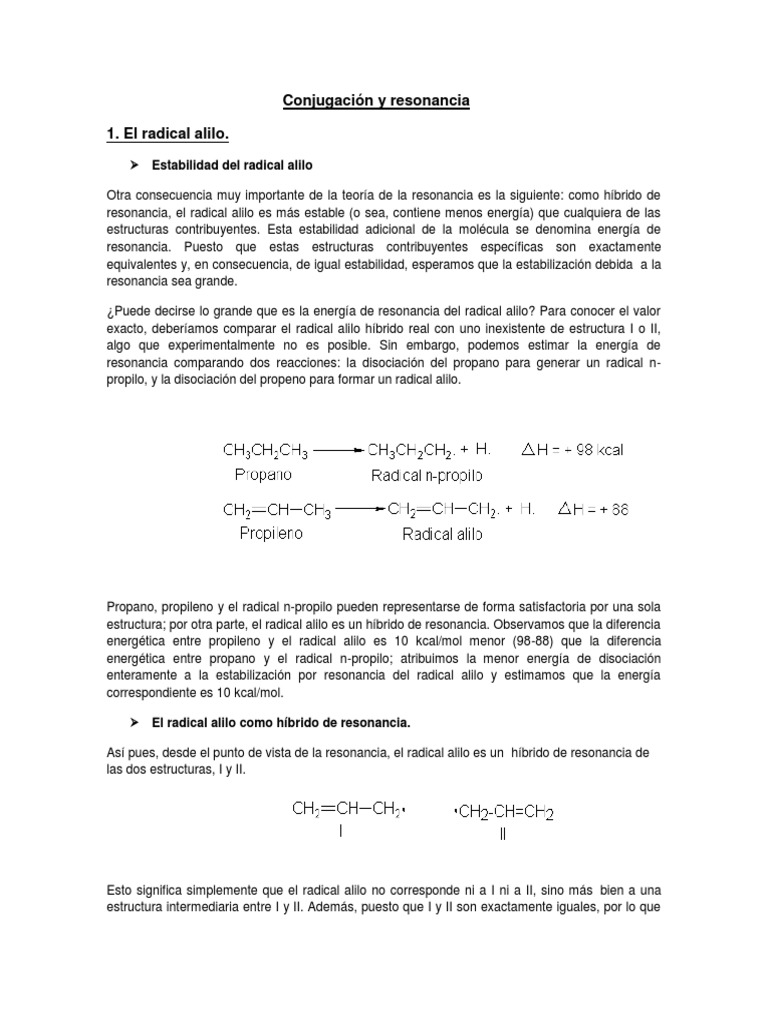 Estabilidad del radical alilo y resonancia | PDF | Enlace químico ...