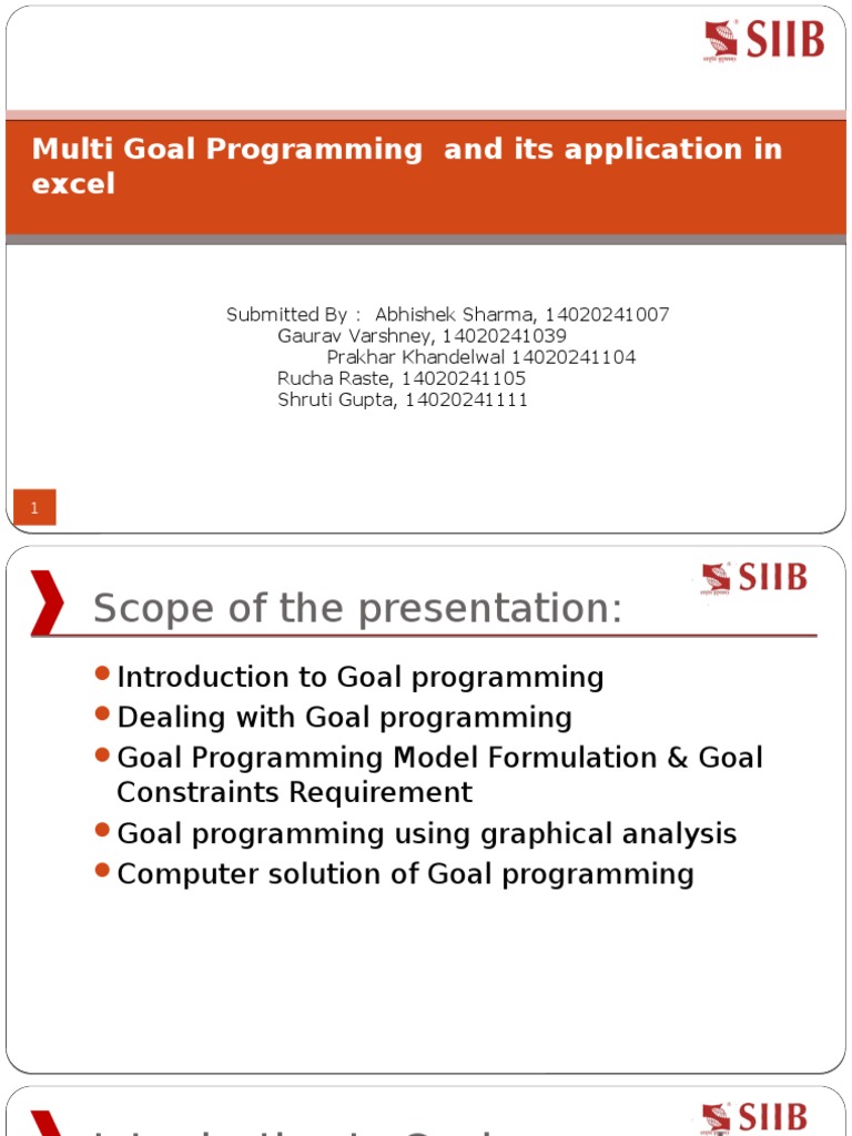 Multi Goal Programming And Its Application In Excel Pdf Linear Programming Profit Accounting