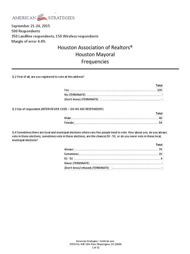 TX Houston Mayor & HERO Poll | PDF | Race And Ethnicity In The United ...